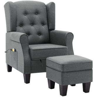 vidaXL Massagesessel mit Hocker Hellgrau Stoff - Vidaxl