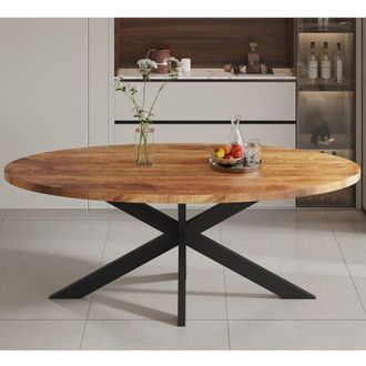 M&S Collection M&s - Table &agrave; manger ovale 200x100x76 cm en bois exotique - maelia