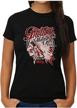 OM3 T-shirt Indian-Motorcycle-Club | Femme | Cr&acirc;ne Chopper Moto | S - XXL, Noir, M