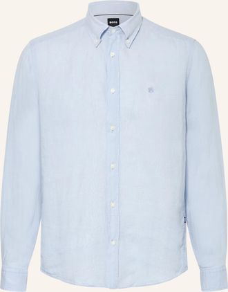 HUGO BOSS Leinenhemd Liam Regular Fit blau
