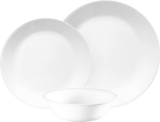 Corelle Corelle Essgeschirr 12 Personen Winter Frost | Premium Essgeschirr aus einzigartigem dreifach gepresstem Vitrelle Glas | Backofenfest 175°C | Mikrowel