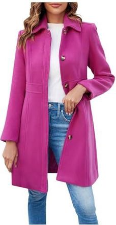 TOMWELL Femme Manteaux Chaud Slim Veste Casual Vintage Jacket Cardigan Overcoat Manches Longues Outwear A Rose Rouge S