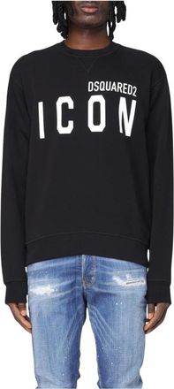 Dsquared2 Homme, Sweatshirts et sweats &agrave; capuche, Noir, Taille: XL Icon SweaT-shirt Crew Neck