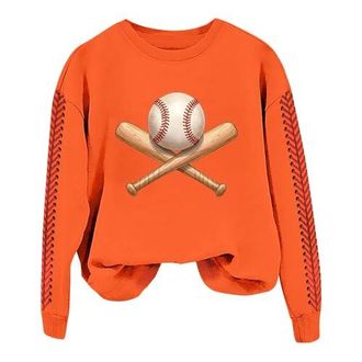 Generic Sweat-shirts pour femme - Haut dhiver pour femme - Imprimé graphique - Haut surdimensionné à col rond - Manches longues - Automne - Hiver - Décontract