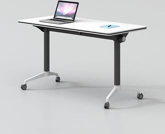 Generic Tragbarer Klapptisch, klappbarer Konferenztisch mit klappbarer Tischplatte, mobiler wei&szlig;er Besprechungstisch, tragbarer Schulungstisch mit leisen Roll