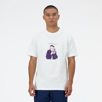 New Balance Homme Athletics Never Age T-Shirt en Blanc, Coton, Taille L