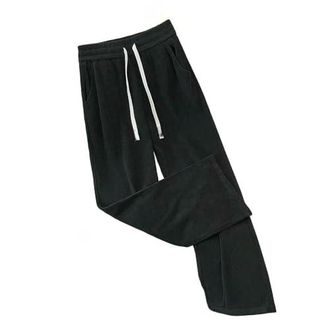Generic Pantalon ample en polaire &agrave; jambe droite pour femme Taille 5XL 6XL 7XL 8XL 9XL 150 kg, Polaire Noir, 7XL Grande taille