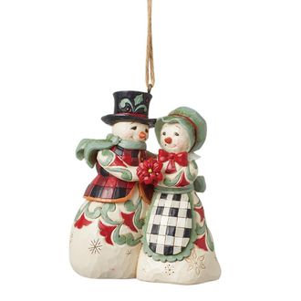 Enesco Jim Shore Heartwood Creek Highland Glen Mr. and Mrs. Schneemann zum Aufh&auml;ngen, 9,5 cm, mehrfarbig