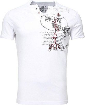 Key Largo T-Shirt T-Shirt Weapon Wappen Print Motiv vintage Look MT00733 V-Auschnitt bedruckt kurzarm slim fit