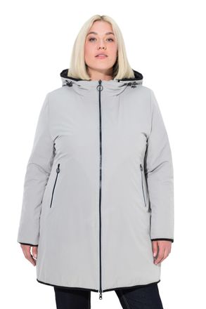 Ulla Popken Damen gro&szlig;e Gr&ouml;&szlig;en &Uuml;bergr&ouml;&szlig;en Plus Size HYPRAR Wende-Steppjacke, wasserdicht, 2-Wege Zipper Mittelgrau 46+ 819903310-46+