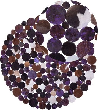 Beliani Beliani - Teppich Braun Violett Schwarz Echtleder 140 x 140 cm Kurzflor Kreise Handgefertigt Rund