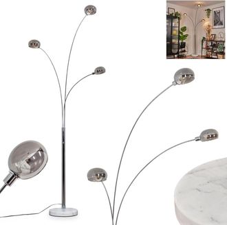 HOFSTEIN Stehleuchte Nikkala, Stehlampe aus Metall in Wei&szlig;/Chrom/Rauch mit Marmorfu&szlig;, verstellbare Leuchte im Retro/Vintage-Design, Schalter am Geh&auml;use, E14, W