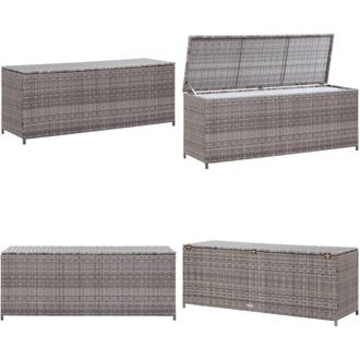 vidaXL Garten-Auflagenbox Grau 150x50x60 cm Poly Rattan - Gartenaufbewahrung - Sitzbank - Gartenkiste - Outdoor M&ouml;bel - Rattan Gartenm&ouml;bel - Home & Living