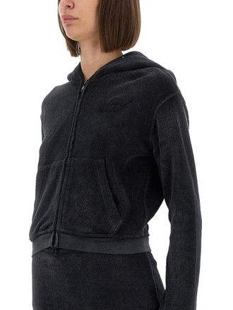 Alexander Wang Cotton Terry Zip Sweatshirt - Black