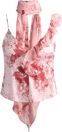 Alice & Olivia Femme, Blouses et Chemises, Rose, Taille: 32 FR Zelda Ruffle Tank avec &Eacute;charpe