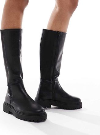 New Look Kniehohe Stiefel in Schwarz mit dicker Sohle