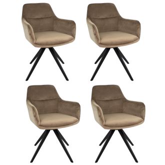 Kick Collection 4er Set Esszimmerst&uuml;hl Tom - Taupe - Modern und Hochwertig - Velvet stof - Erh&auml;ltlich in vielen Farben