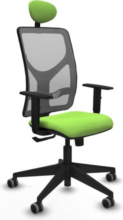 Piqueras y Crespo B&uuml;rostuhl mit 1D-Armlehnen, h&ouml;henverstellbarer Lendenwirbelst&uuml;tze und festem Kopfteil, ausgestattet mit 3 Positionen und Schneidschaum, Grau/Pistazie