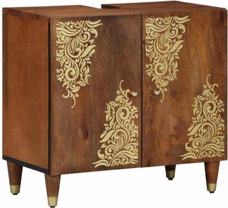 vidaXL Vidaxl - Meuble sous vasque simple en bois de manguier massif 62 x 33 x 58 cm - Couleur marron miel - Pour rangement salle de bain - MIEL 62 X