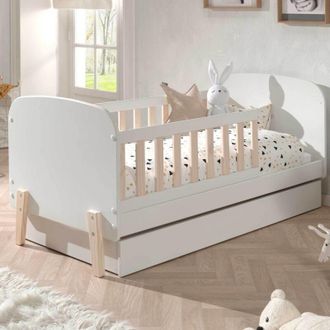 Les Tendances Lit junior Kiddy 70x140cm avec tiroir de lit - blanc/bois de pin