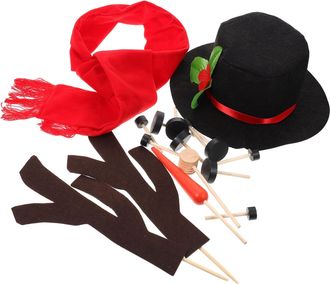 PartyKindom Schneemann DIY Dekorationsset Teilig mit Holzknöpfen Hut und Schal Einfache Anwendung Wetterfest für Weihnachten Silvester und Winterliche Deko im Auß