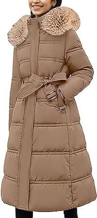 Generic Doudoune Legere Femme Mi Longue Veste Chic Garder Au Chaud Cordon Fermeture &Eacute;clair Avec Poche Doux Confort Grande Taille Doudoune L&eacute;g&egrave;re, Compacte Et 