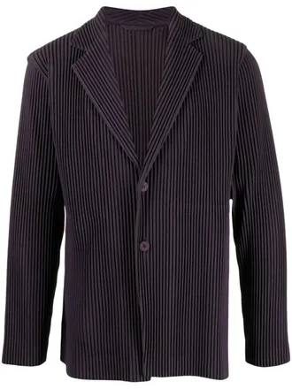Homme Pliss&eacute; Issey Miyake blazer pliss&eacute; &agrave; revers crant&eacute;s - Violet