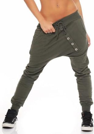 Malito more than fashion Malito Femme Boyfriend Pantalon Bouton Classic Baggy Harem Aladin Yoga 8023 (Olive)
