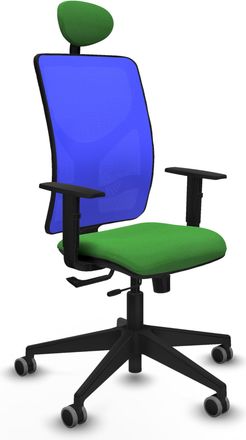 Piqueras y Crespo Moderner B&uuml;rostuhl mit 1D-Armlehnen, h&ouml;henverstellbarer Lendenwirbelst&uuml;tze und festem Kopfteil, ausgestattet mit Syncro/Traslack und Schneideschaum, B