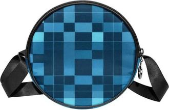 Generic Sac &agrave; bandouli&egrave;re rond pour femme, sac &agrave; bandouli&egrave;re r&eacute;tro &agrave; carreaux avec fermeture &eacute;clair, bretelles r&eacute;glables, sac &agrave; main rond d&eacute;contract&eacute; pour fem