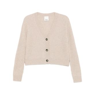 Allude Femme, Pulls, Beige, Taille: 40 FR Cardigan en maille c&ocirc;tel&eacute;e &agrave; col en V