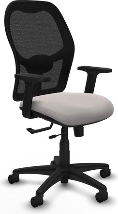 Piqueras y Crespo Wei&szlig;er Schreibtischstuhl mit Rollen mit 2D-Armen, h&ouml;henverstellbare Lendenwirbelst&uuml;tze, ausgestattet mit Syncro/Traslack und Schneideschaum, Schwarz/W