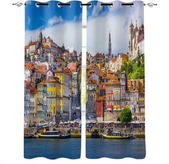 Generic Portugal Porto Stadt Geb&auml;ude Europa Architektur Vorh&auml;nge Vorh&auml;nge f&uuml;r Wohnzimmer Schlafzimmer K&uuml;che B&uuml;ro Jalousien Fenstervorhang