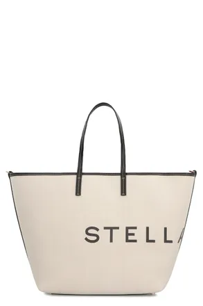 Stella McCartney Logo-Embroidered Canvas Tote Bag - Beige