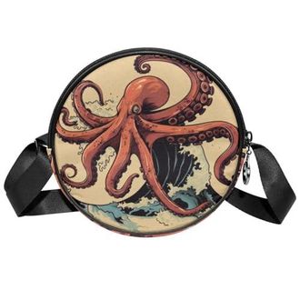 Generic Petit sac &agrave; bandouli&egrave;re Circle pour femme, petit sac &agrave; bandouli&egrave;re avec fermeture &eacute;clair, bretelles r&eacute;glables, sac &agrave; main rond d&eacute;contract&eacute; pour femmes