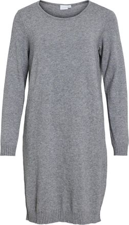 Vila Damen Viril L/S Knit Dress - Noos Kleid, Medium Grey Melange, S EU