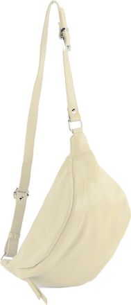 modamoda.de T77 - ital. H&uuml;fttasche Bauchtasche Brusttasche Medium aus weichem Leder, Farbe:Cremebeige