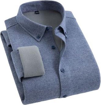 Generic Chemises daffaires d&eacute;contract&eacute;es pour homme, chemises dhiver &eacute;paisses et chaudes &agrave; manches longues, bleu, XXL