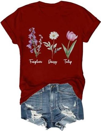 Generic Floral Fdt T-shirt Tango Confortable Doux Respirant Fdt Col Rond T-shirt Imprimé Fleurs T-shirts Floral Fdt T-shirt Tango Chemises Fdt Fdt T-shirt Fdt
