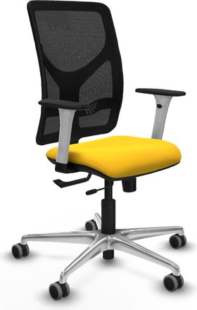 Piqueras y Crespo Schreibtischstuhl mit Rollen aus Gummi, mit wei&szlig;en und schwarzen Armlehnen, h&ouml;henverstellbare Lendenwirbelst&uuml;tze, ausgestattet mit Syncro/Traslack und