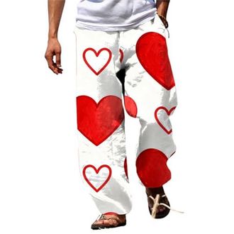 Generic Pantalon surdimensionn&eacute; en coton et lin pour homme - Pantalon d&eacute;contract&eacute; et polyvalent - Imprim&eacute; ample - Grande taille - Pantalon de plage tendance -