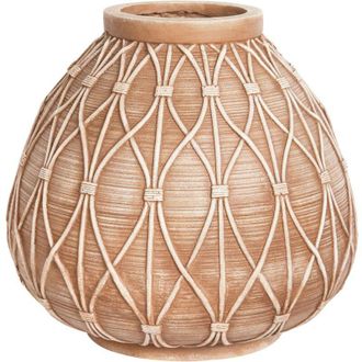 Beliani Beliani - Blumenvase, hellbraun, Blumentopf f&uuml;r den Innen- und Au&szlig;enbereich, Boho