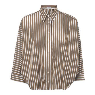 Brunello Cucinelli Femme, Blouses et Chemises, Brun, Taille: 38 FR Cotton Poplin Shirt