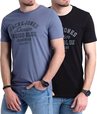 Jack & Jones Herren 2er-Set T-Shirts aus Baumwolle, Multi-Pack (ChinaINDIGO/Black Indigo) XXL-4