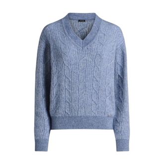 Kiton Femme, Pulls, Bleu, Taille: 34 FR Pull en maille fine &agrave; col en V