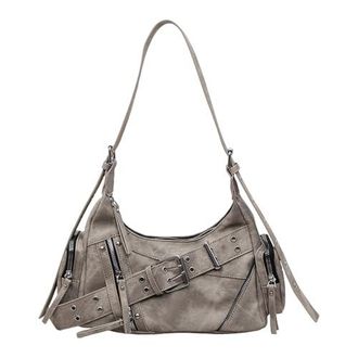 Generic Kexpery Sac &agrave; Bandouli&egrave;re Y2K PU Femme Style Punk avec Boucle de Ceinture Sac de Voyage, Shopping, Quotidien