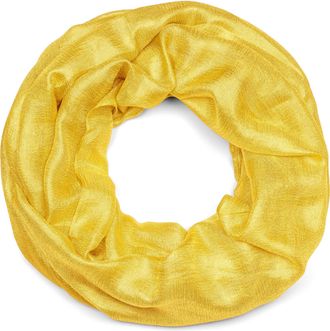 styleBREAKER Damen Loop Schal leicht und seidig mit Glitzer in Unifarben, Schlauchschal, Tuch 01016214, Farbe:Gold