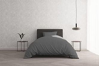 Italian Bed Linen Beauty Plus Fine 50 Den Matt Uni 1 Paar Bettwäsche-Set Natural Color, Baumwolle, Dunkelgrau/Hellgrau, UNA Piazza e Mezza