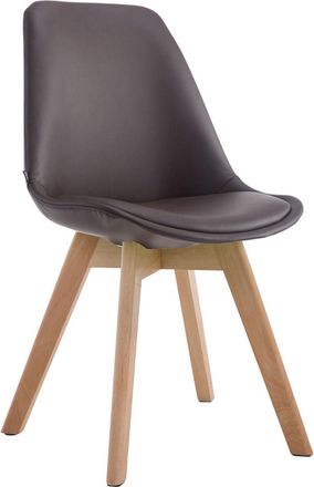 Clp Esszimmerstuhl Manado mit Kunstlederbezug | Lehnstuhl mit Holzgestell | Polsterstuhl erhältlich | Sitzhöhe 47 cm, Farbe:braun, Gestell Farbe:Natur