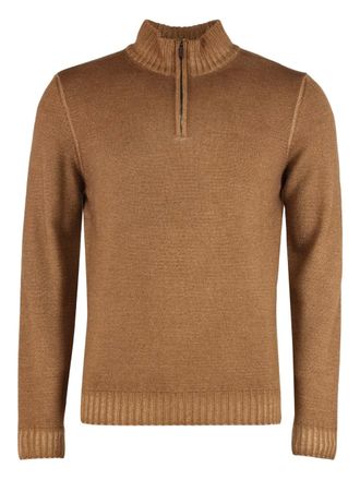 Moorer Pullover mit Rei&szlig;verschluss - Braun